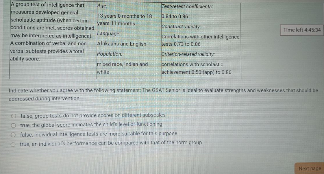 Solved \table[[A group test of intelligence | Chegg.com