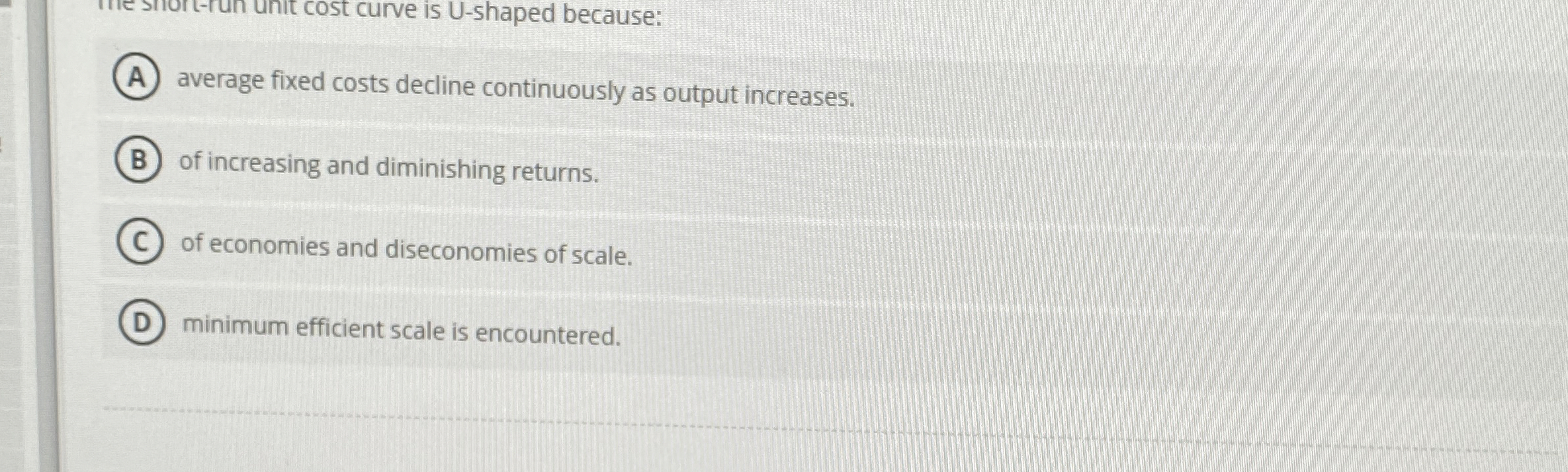 Solved average fixed costs decline continuously as output | Chegg.com