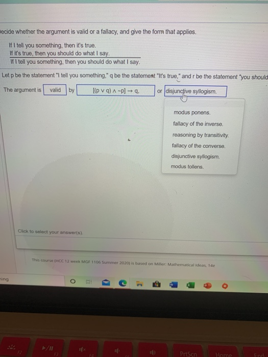 Solved Decide whether the argument is valid or a fallacy, | Chegg.com