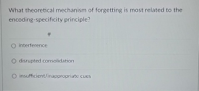 Solved What theoretical mechanism of forgetting is most | Chegg.com