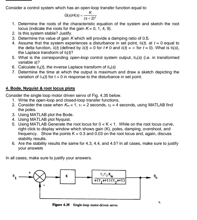 Solved Consider a control system which has an open-loop | Chegg.com