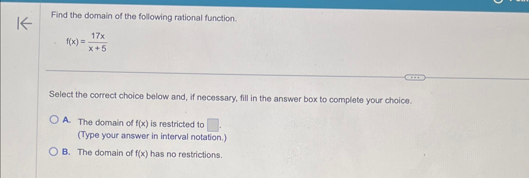 Solved Find the domain of the following rational | Chegg.com