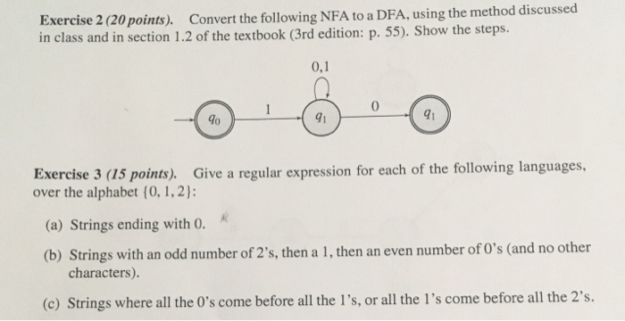 Solved Exercise 2 20 Points Convert The Following Nfa To 