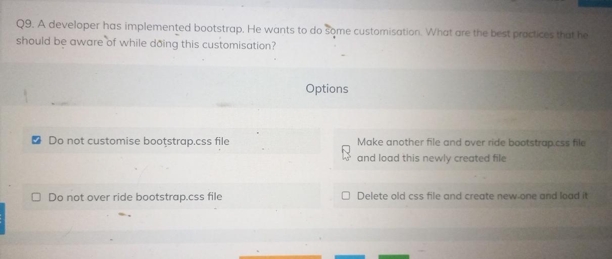 Solved Q9. ﻿A developer has implemented bootstrap. He wants | Chegg.com