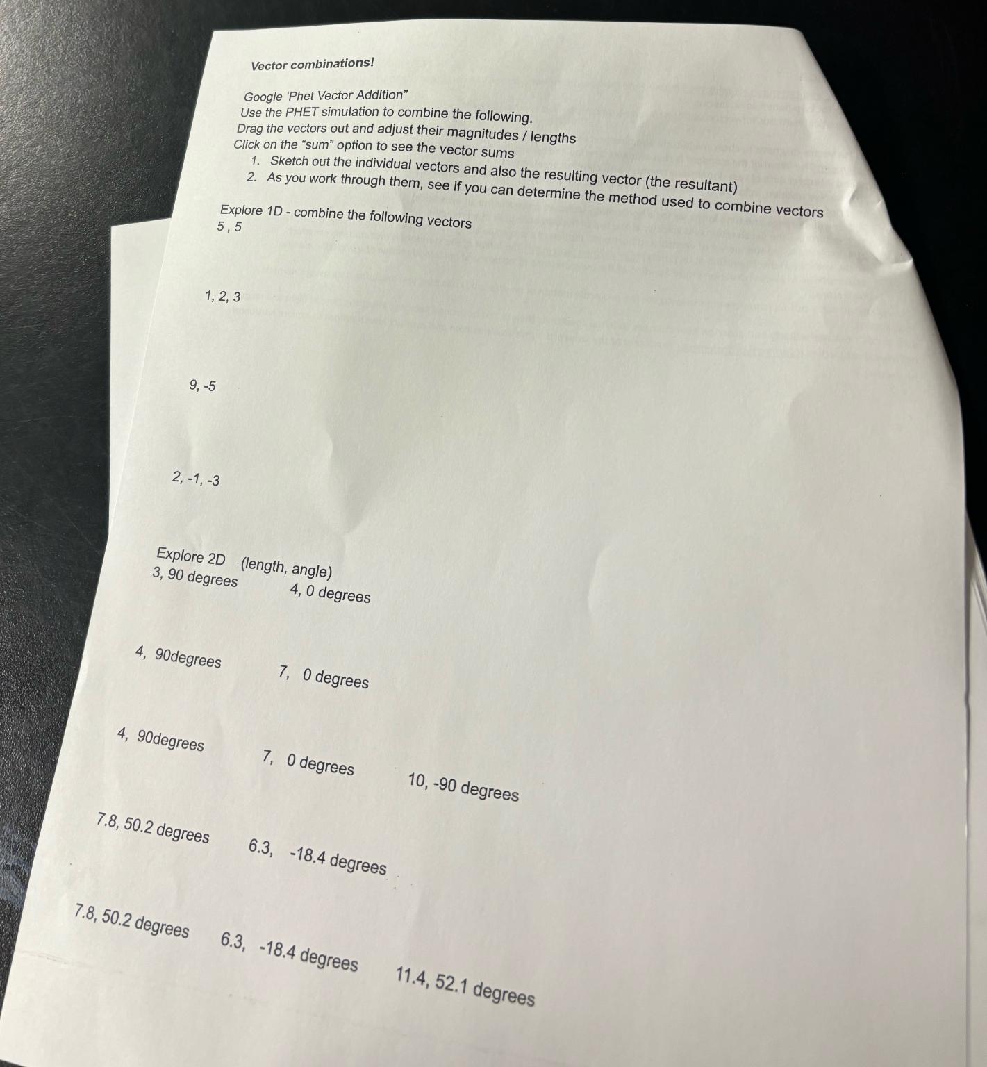 Solved Vector combinations!Google 'Phet Vector Addition"Use | Chegg.com