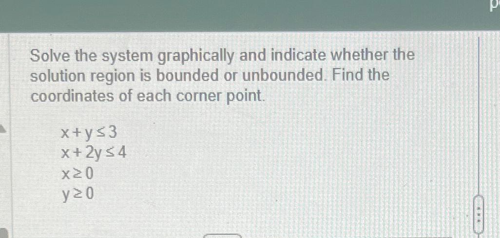 Solved Solve the system graphically and indicate whether the | Chegg.com