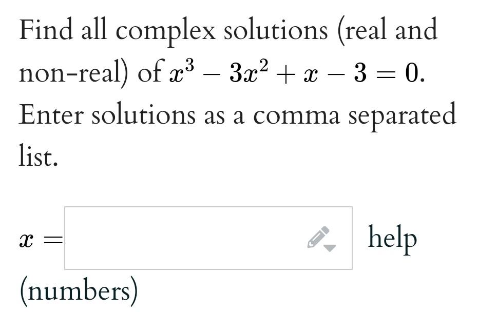 Solved Find all complex solutions (real and non-real) of | Chegg.com