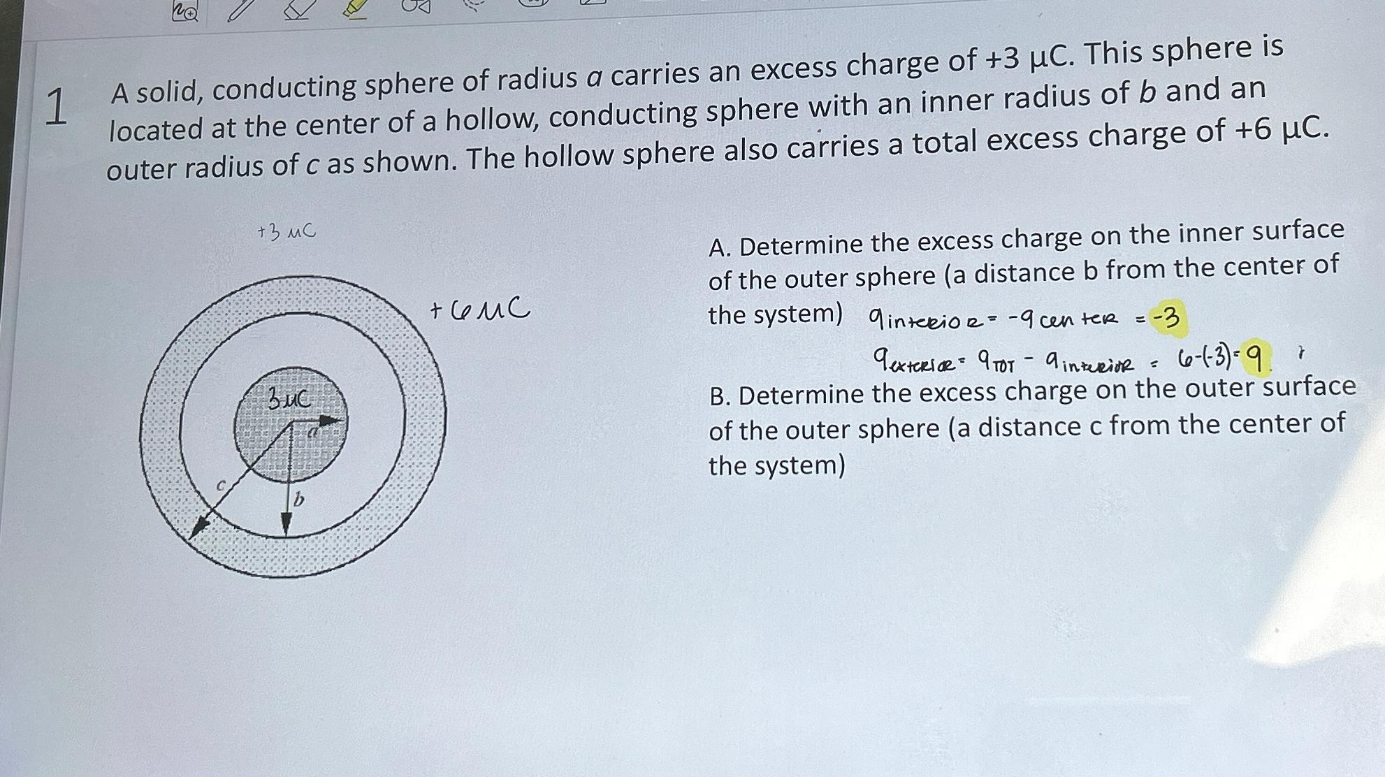 Solved 1 ﻿A solid, conducting sphere of radius a carries an | Chegg.com