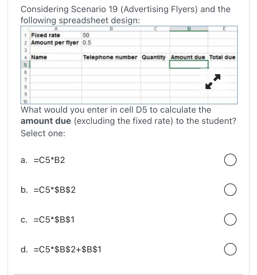 Solved Considering Scenario 19 (Advertising Flyers) ﻿and the | Chegg.com