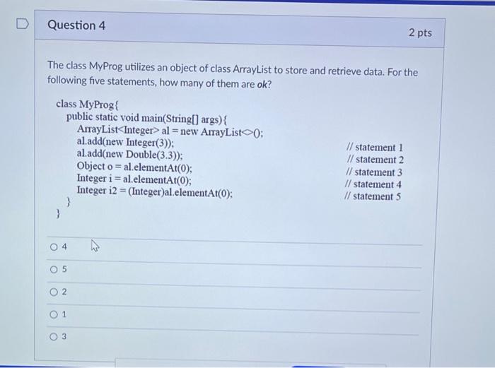 Solved The class MyProg utilizes an object of class | Chegg.com