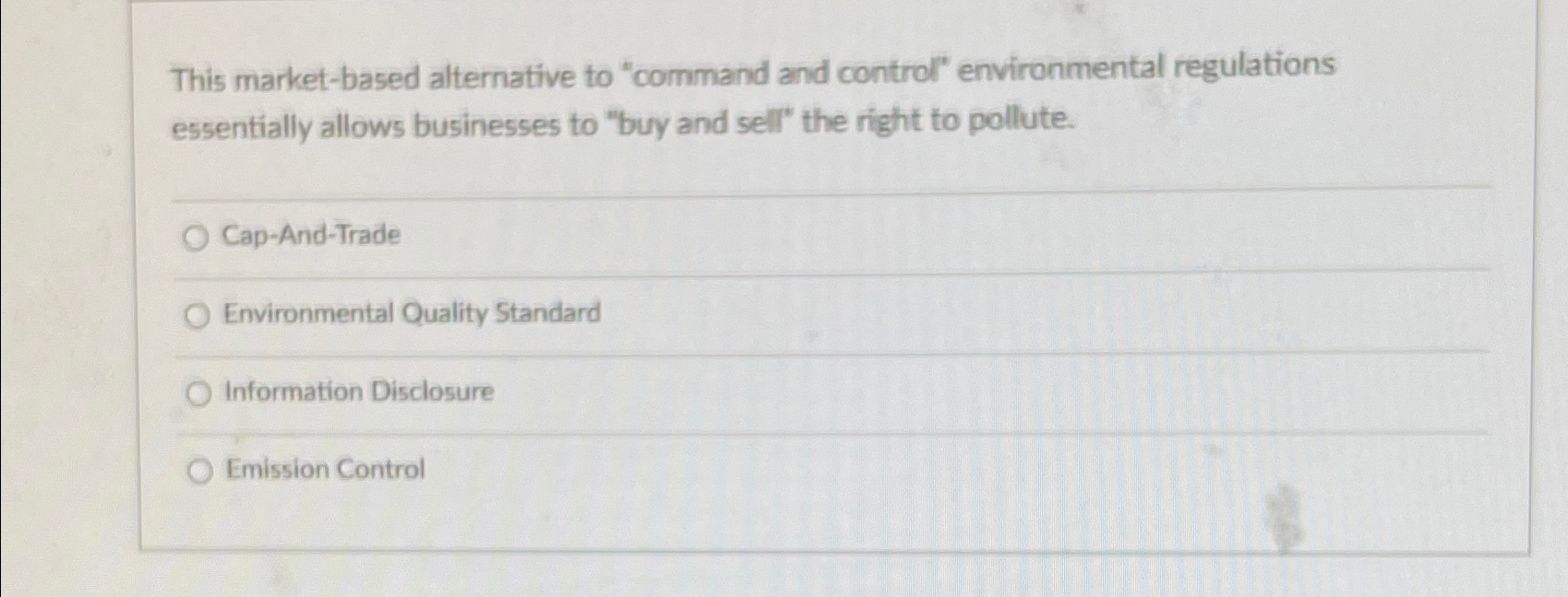 Solved This market-based alternative to "command and | Chegg.com