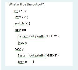 Solved What will be the output? int x = 10; int y = 20; | Chegg.com