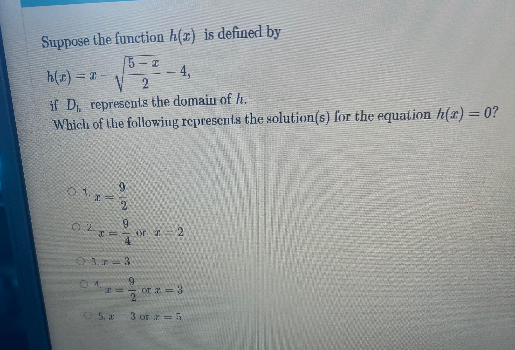 Solved Suppose the function h(x) ﻿is defined | Chegg.com