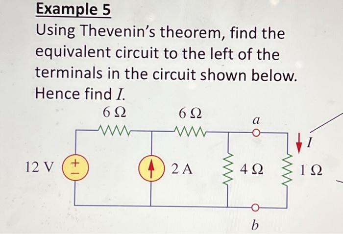 Solved Example 5 Using Thevenin's theorem, find the | Chegg.com