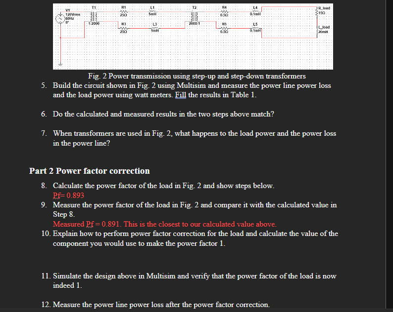 Fig. 2 ﻿Power transmission using step-up and | Chegg.com