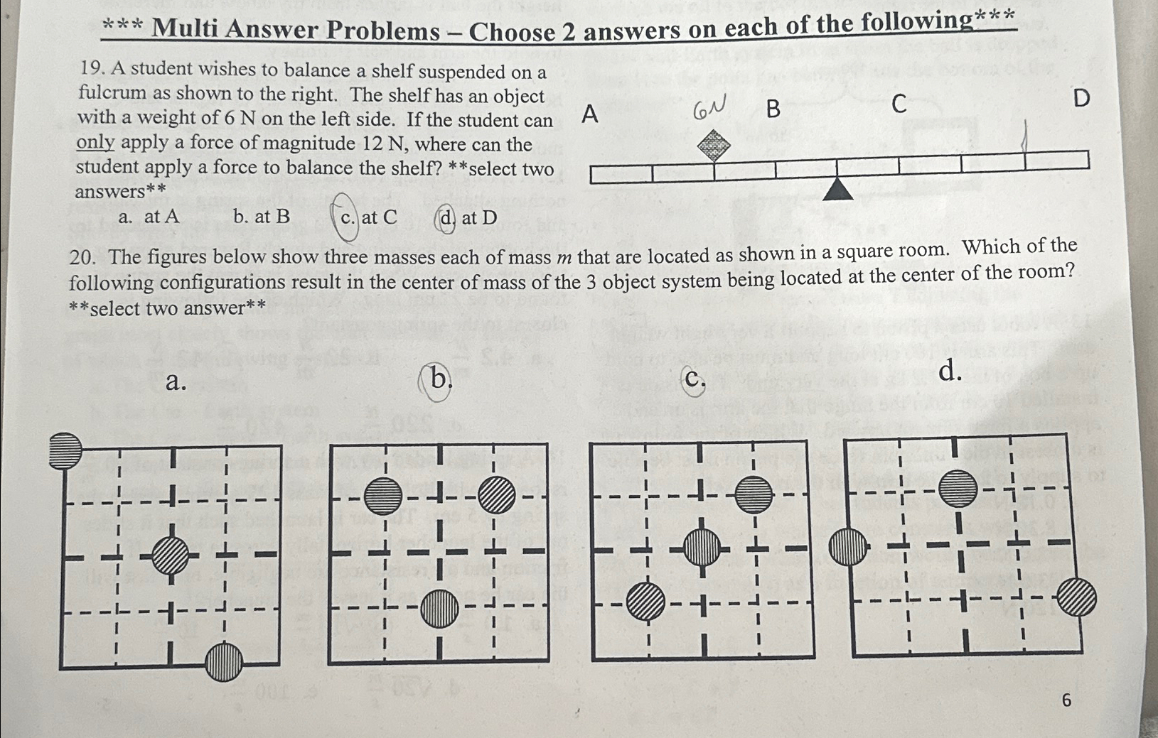 Solved ****** ﻿Multi Answer Problems - ﻿Choose 2 ﻿answers on | Chegg.com