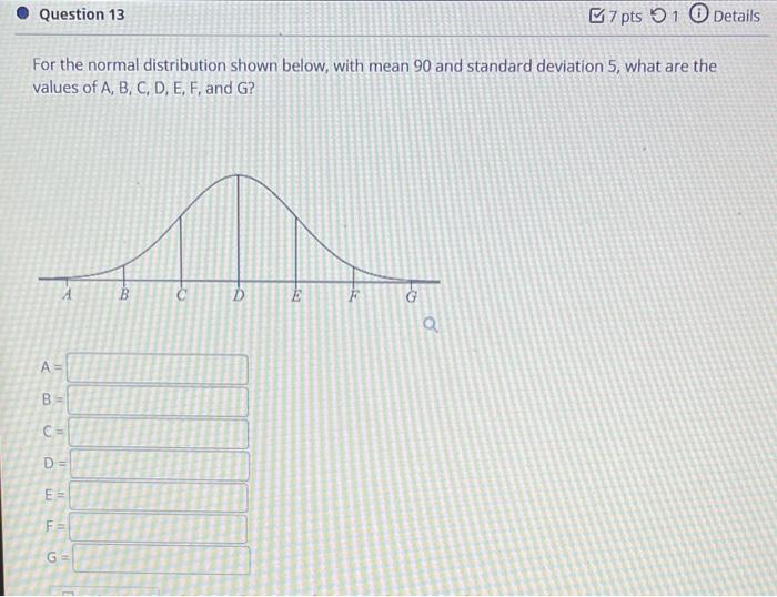 Solved Question 13 7 Pts 1 Details For The Normal