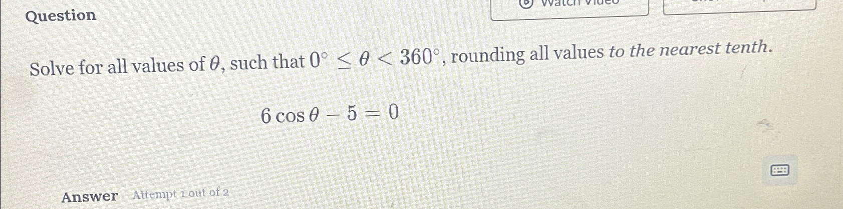 Solved QuestionSolve for all values of θ, ﻿such that | Chegg.com