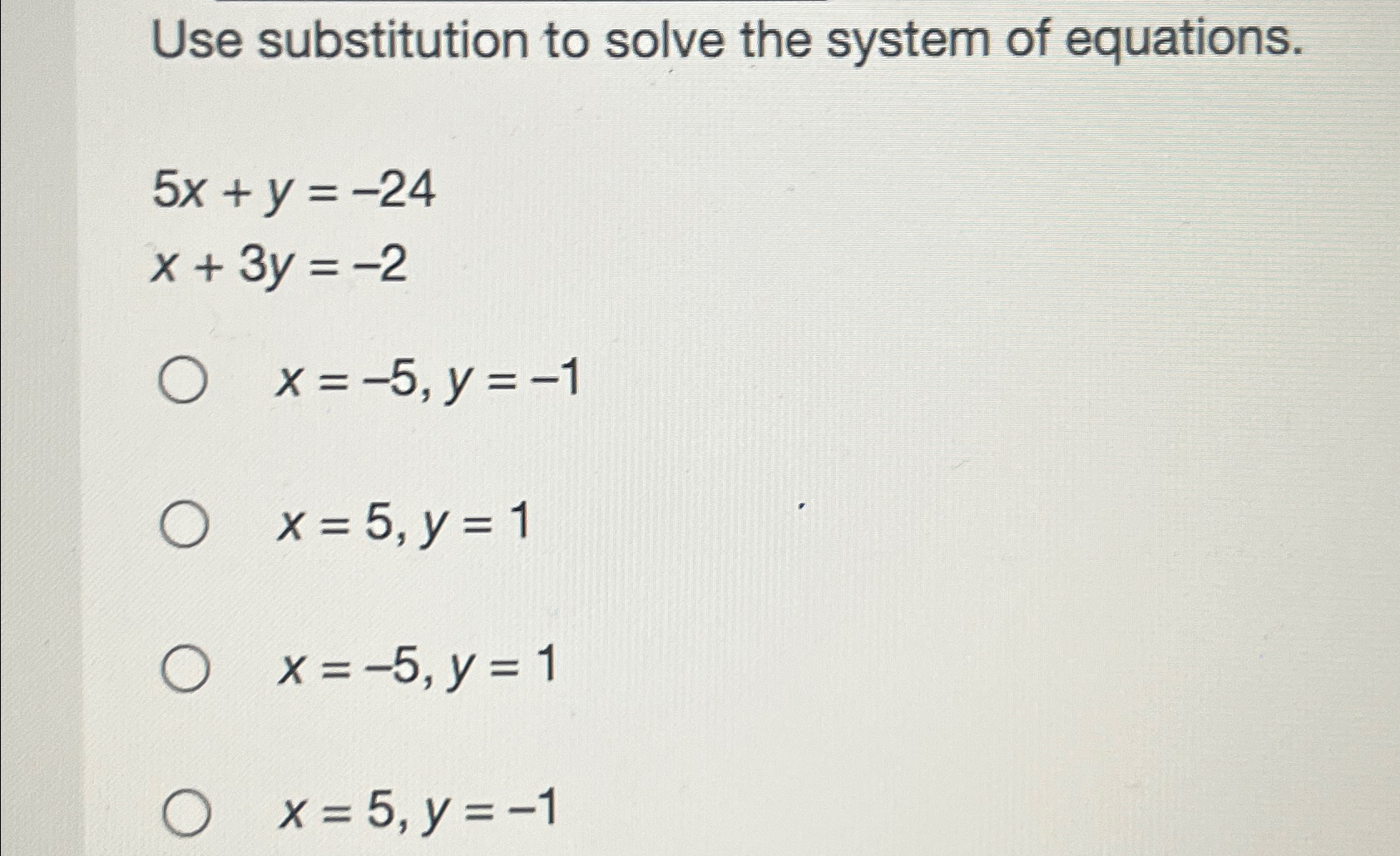 Solved Use substitution to solve the system of | Chegg.com