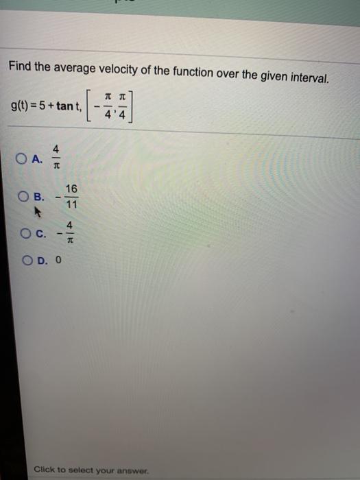 Solved find the average velocity of the function over the | Chegg.com