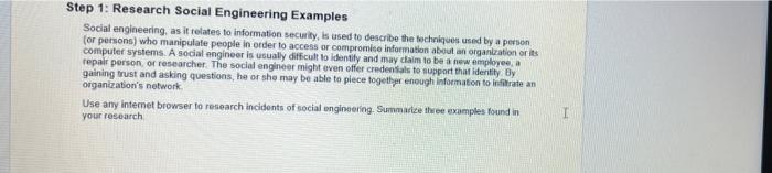Solved Step 1: Research Social Engineering Examples Social | Chegg.com