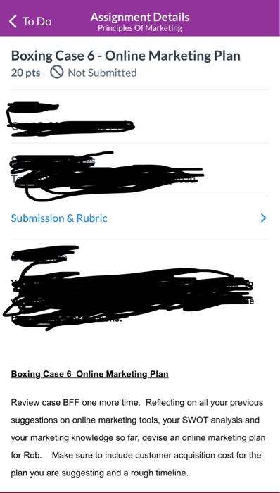 Solved Boxing Case 6 - Online Marketing Plan 20 pts Not | Chegg.com