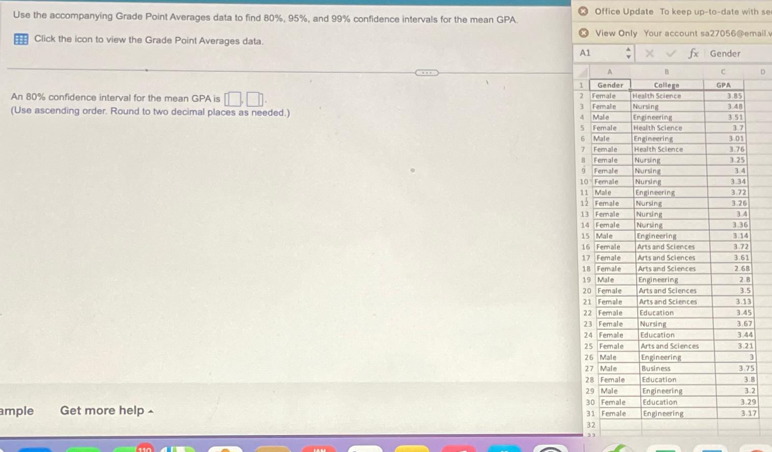 Solved Use the accompanying Grade Point Averages data to | Chegg.com