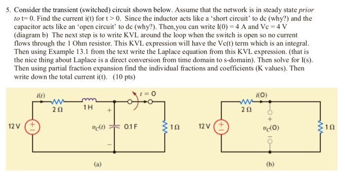 Solved 5. Consider the transient (switched) circuit shown | Chegg.com