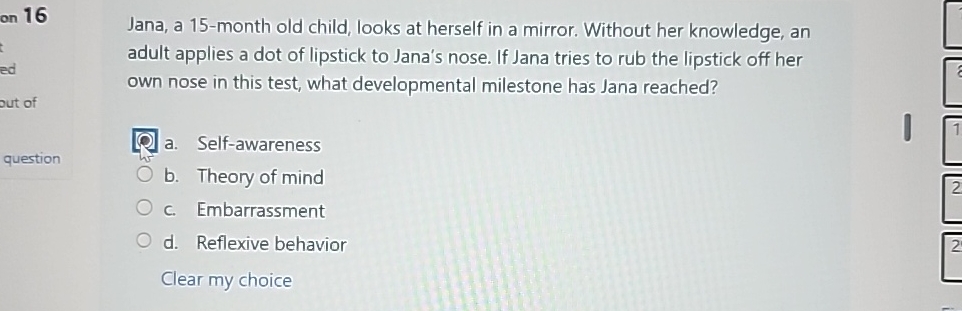 Solved Jana, a 15-month old child, looks at herself in a | Chegg.com