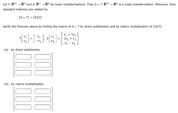 Solved Let T: RM R and S: R" - RP be linear transformations. | Chegg.com