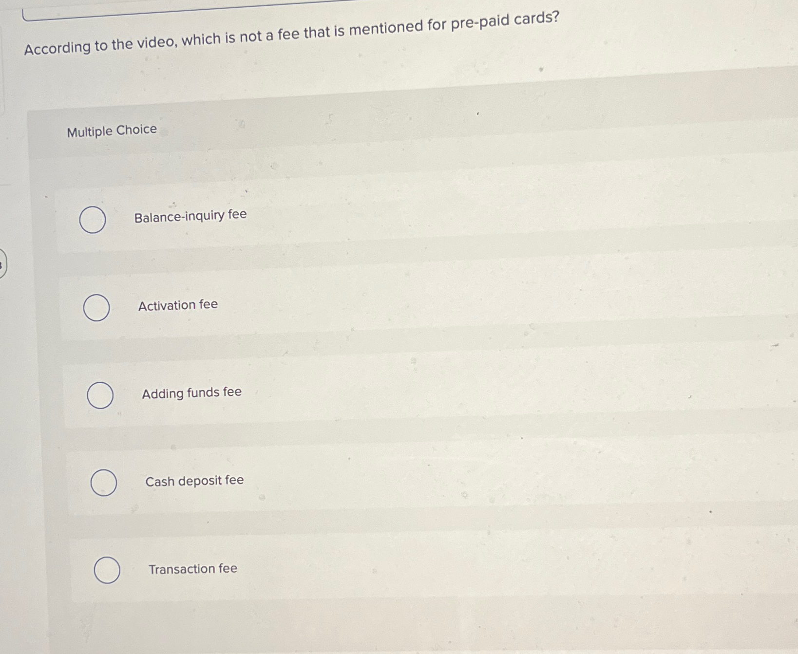 Solved According to the video, which is not a fee that is | Chegg.com