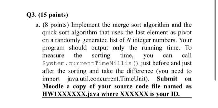 Solved 15 Points A 8 Points Implement The Merge Sort 6671