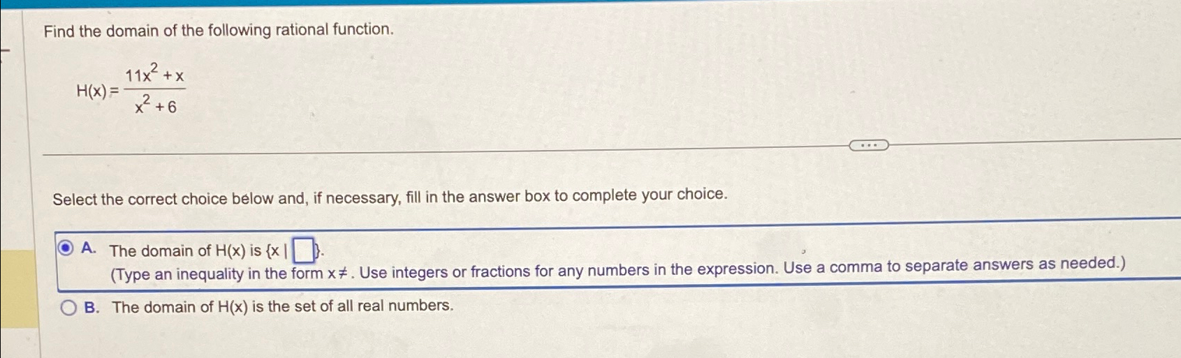 Solved Find the domain of the following rational | Chegg.com