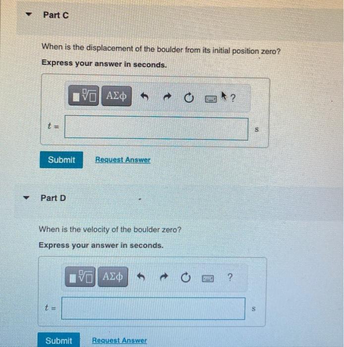 Solved A large boulder is ejected verticaly upward from a | Chegg.com