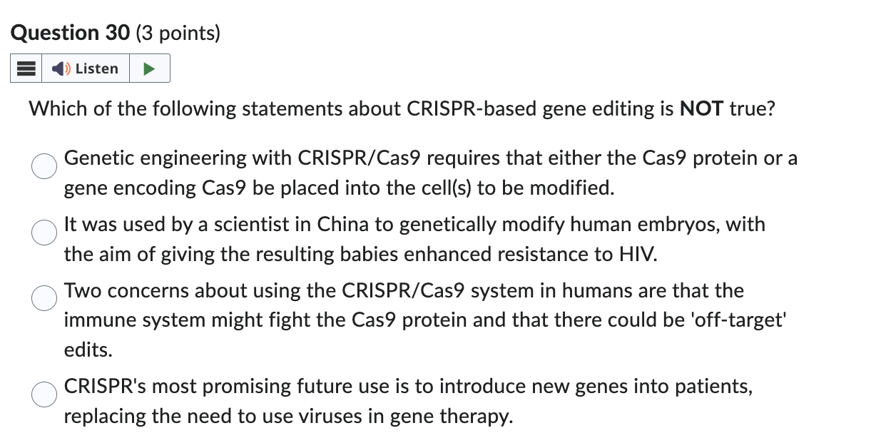 Solved Question 30 (3 ﻿points)Which of the following | Chegg.com
