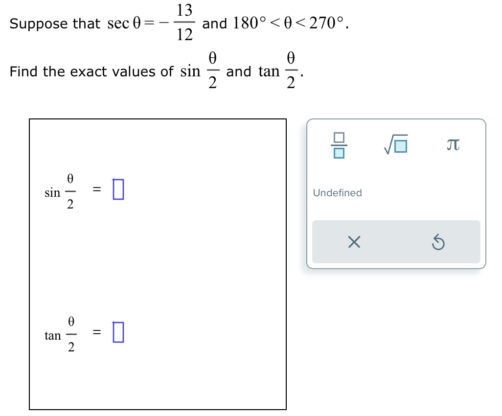 Solved Suppose that secθ=-1312 ﻿and 180°