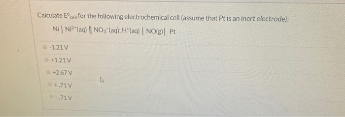 Solved Calculate Eºcell for the following electrochemical | Chegg.com