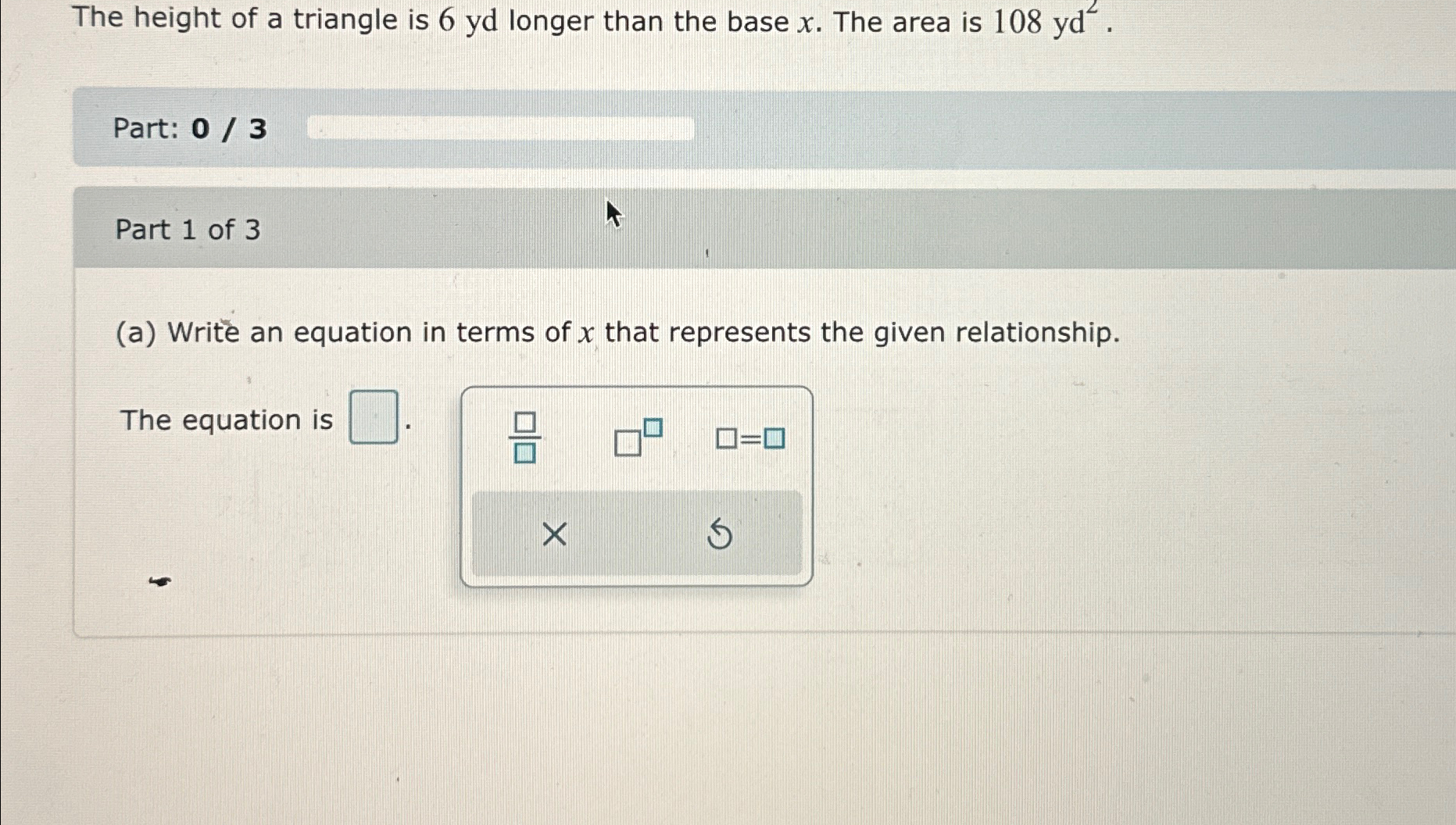Solved The height of a triangle is 6yd ﻿longer than the base | Chegg.com