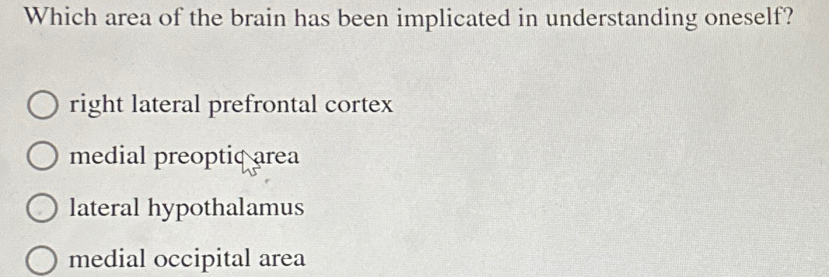Solved Which area of the brain has been implicated in | Chegg.com
