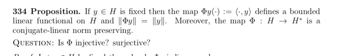 Solved 334 Proposition. If y € H is fixed then the map by(-) | Chegg.com
