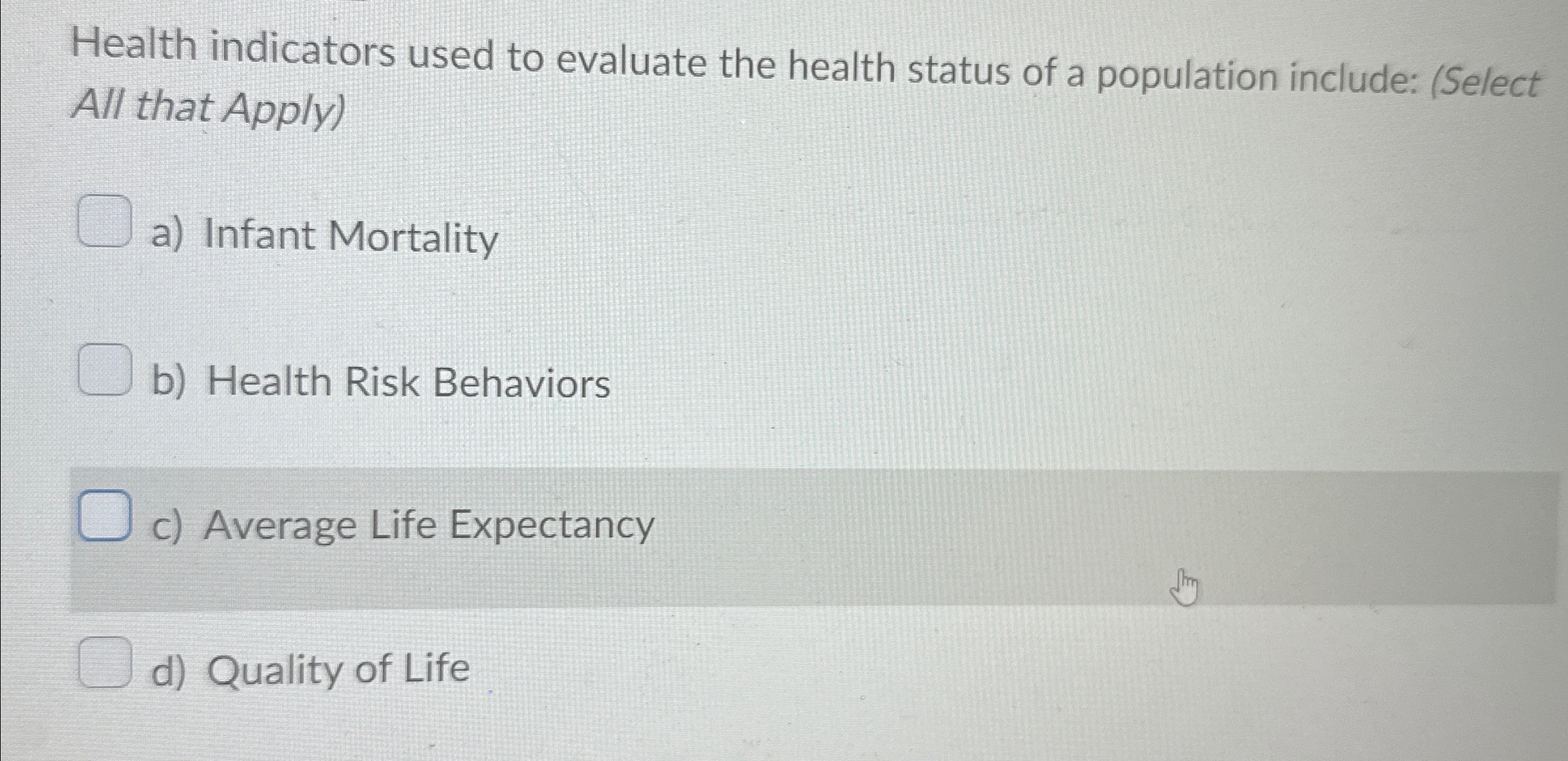 Solved Health indicators used to evaluate the health status | Chegg.com