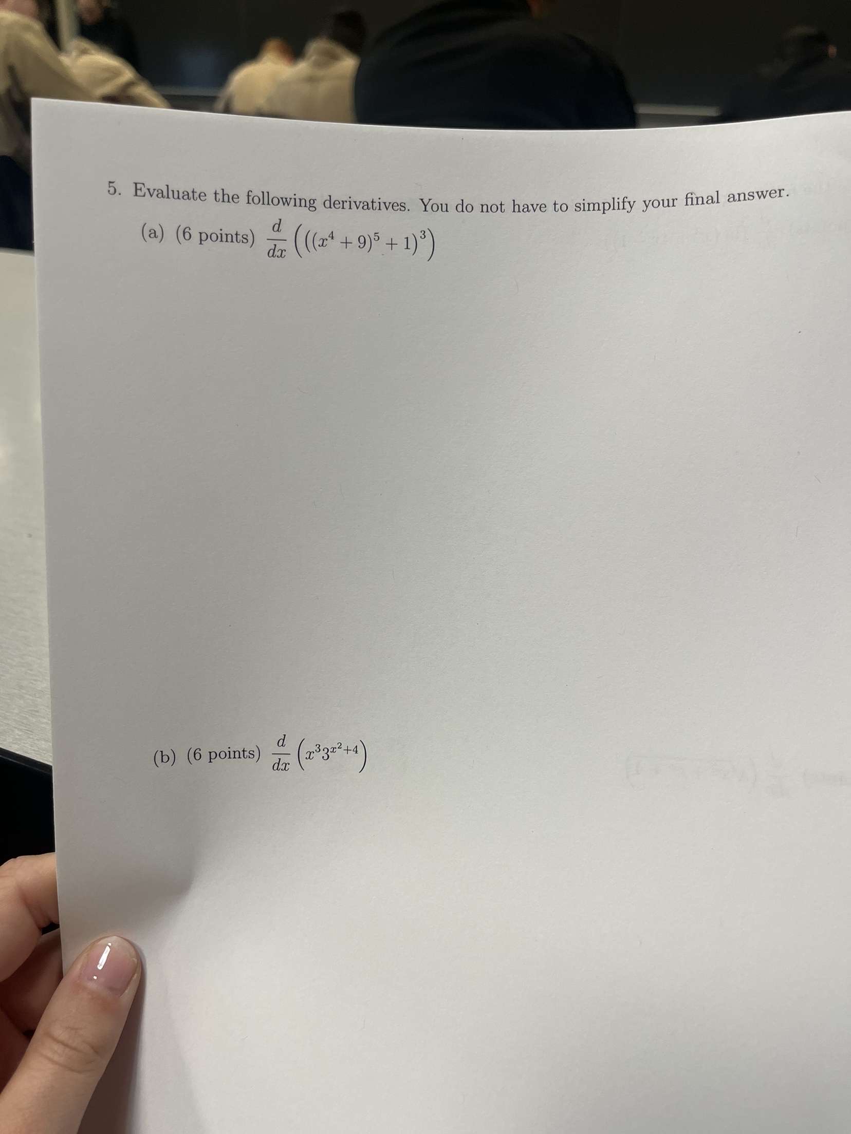 Solved Evaluate the following derivatives. You do not have | Chegg.com