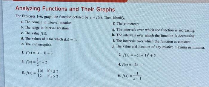 Analyzing Functions and Their Graphs For Exercises | Chegg.com