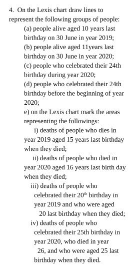 Solved 4. On the Lexis chart draw lines to represent the | Chegg.com