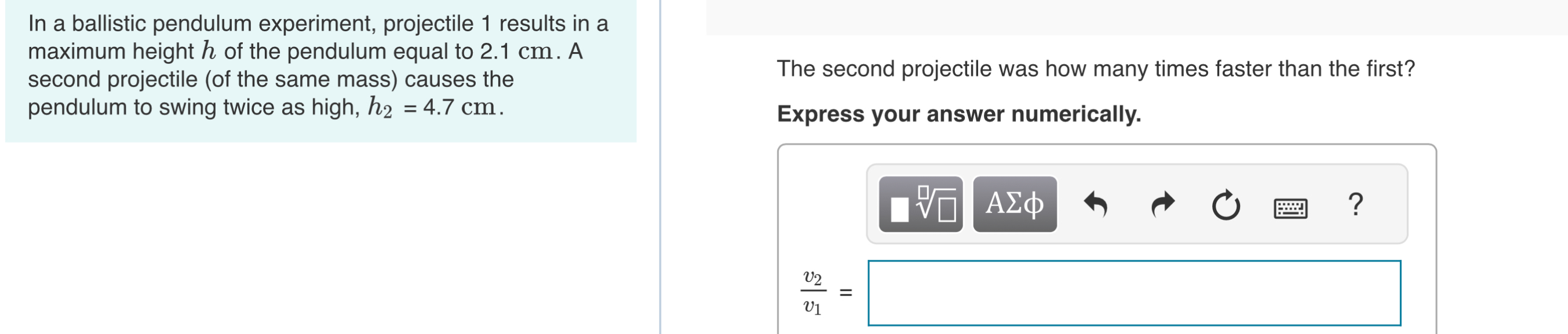 Solved In a ballistic pendulum experiment, projectile 1 | Chegg.com