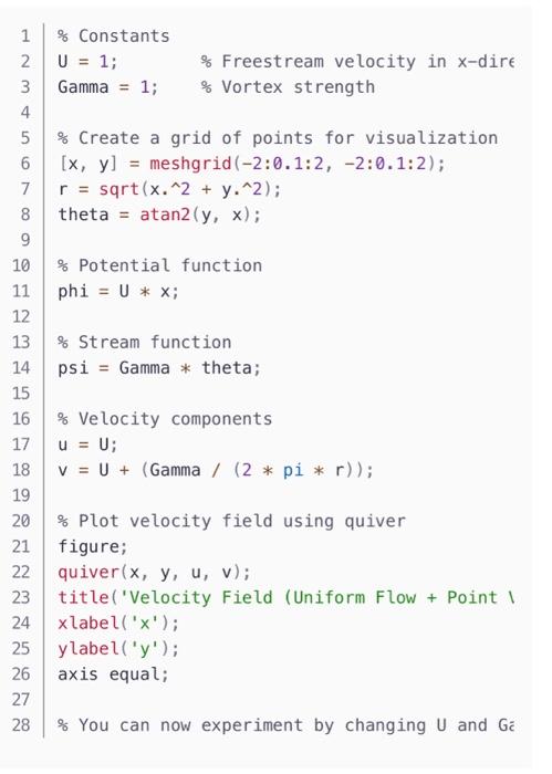 Solved \& Constants U=1; of Freestream velocity in x-dir ϵ | Chegg.com