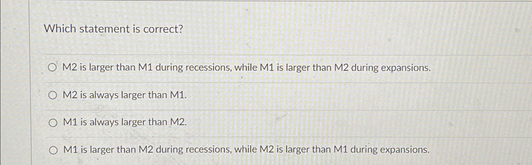 Solved Which statement is correct?M2 ﻿is larger than M1 | Chegg.com
