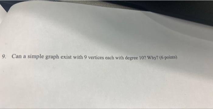 Solved 9. Can a simple graph exist with 9 vertices each with | Chegg.com