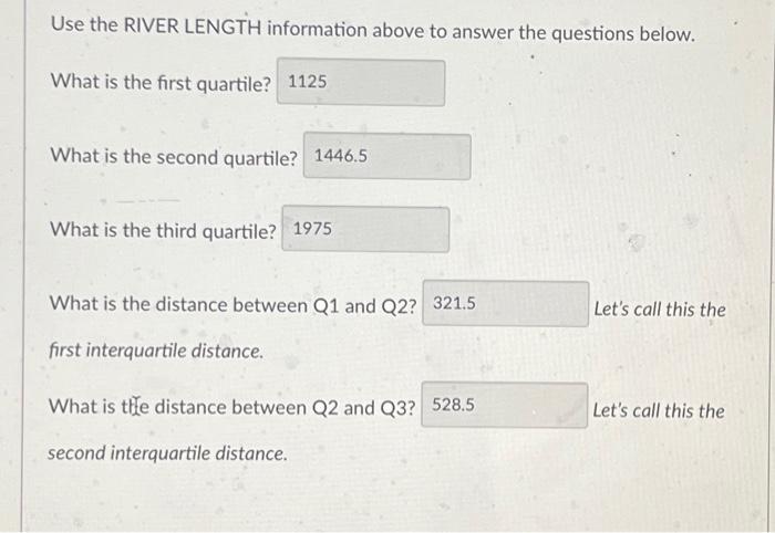 Solved Use the RIVER LENGTH information above to answer | Chegg.com
