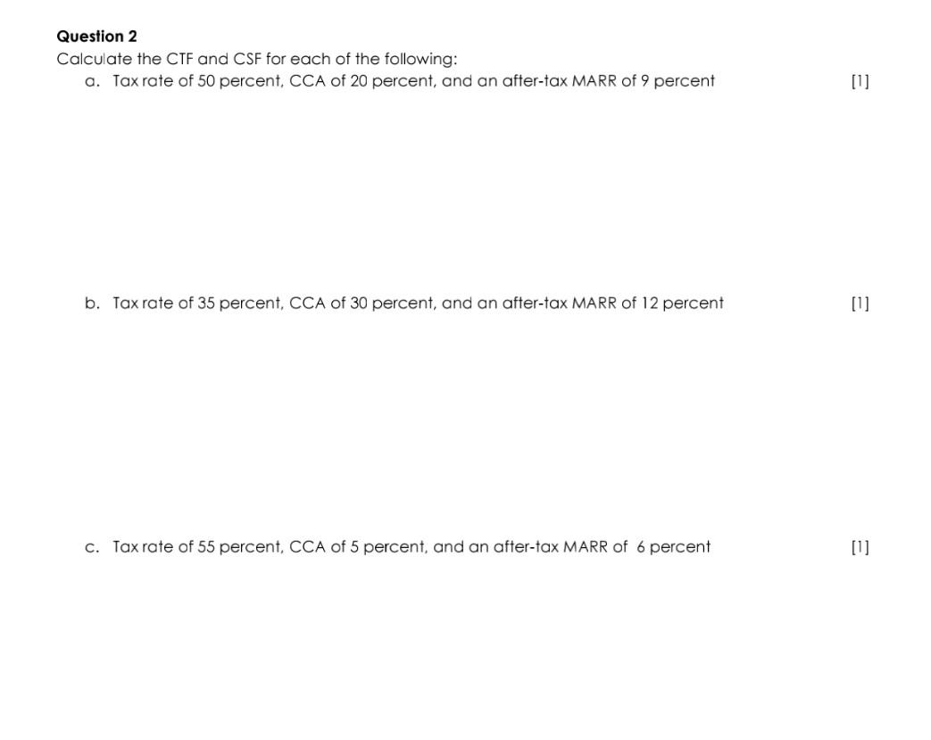 Solved Question 2 Calculate the CTF and CSF for each of the | Chegg.com